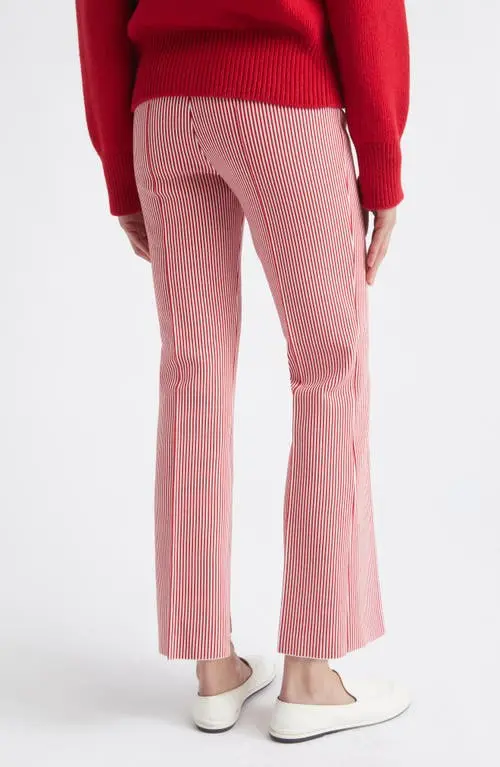 HIGH SPORT Seersucker Kick Flare Pants - Ivory/red