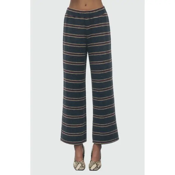 MAUDE CLUB Bradley Striped Wide Leg Knit Pants