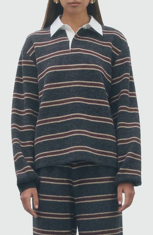 MAUDE CLUB Kate Striped Polo Sweater