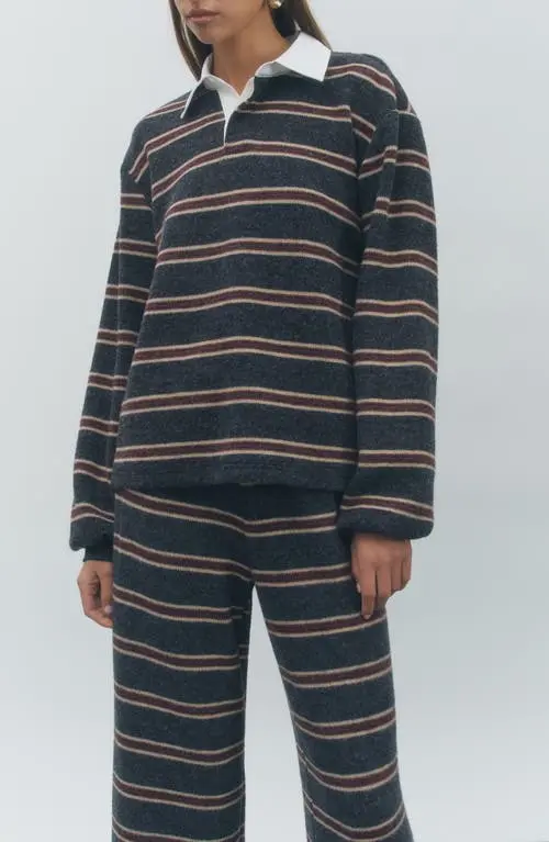 MAUDE CLUB Kate Striped Polo Sweater