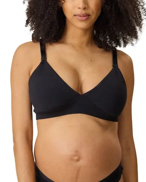 KINDRED BRAVELY Softstretch Cotton Maternity And Nursing Bralette - Black