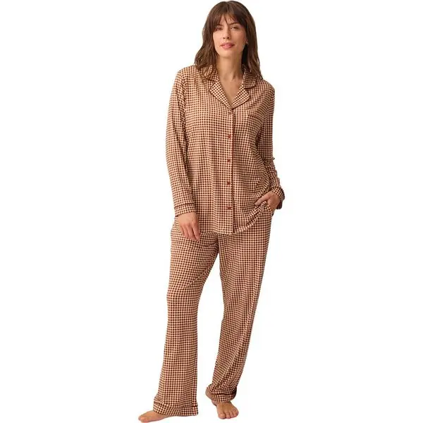 KINDRED BRAVELY Clea Long Sleeve Pajama Set - Auburn Gingham