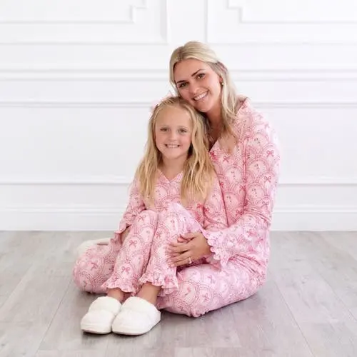 SWEET WINK Candy Cane Scallop Christmas Two-piece Set