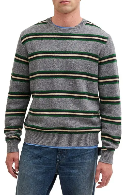 Madewell Frances Stripe Crewneck Sweater - Heather Grey