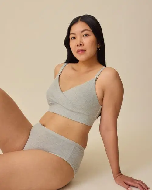 KINDRED BRAVELY Softstretch Cotton Nursing Bra - Grey Heather