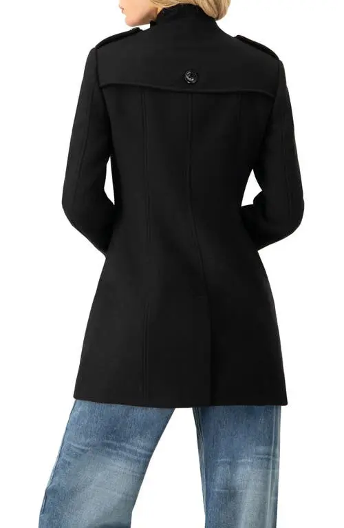 IVONNE Double-breasted Wool-blend Officer Coat