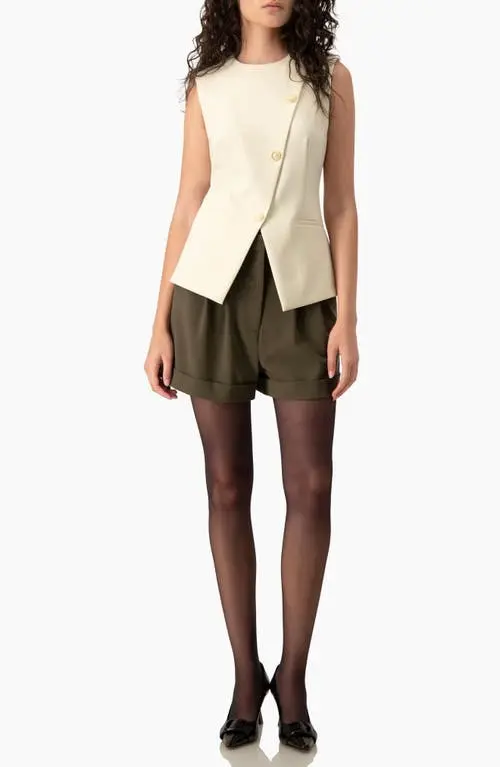 IVONNE Asymmetric Lapel Sleeveless Structured Vest
