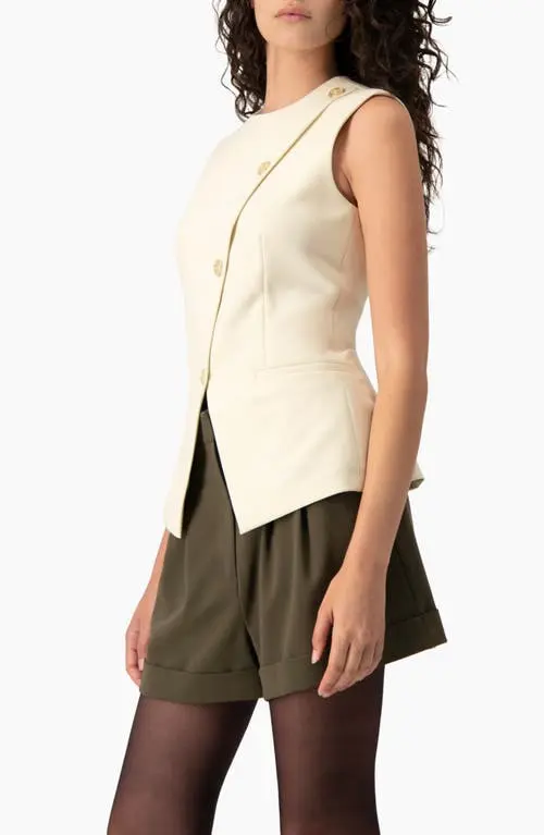IVONNE Asymmetric Lapel Sleeveless Structured Vest