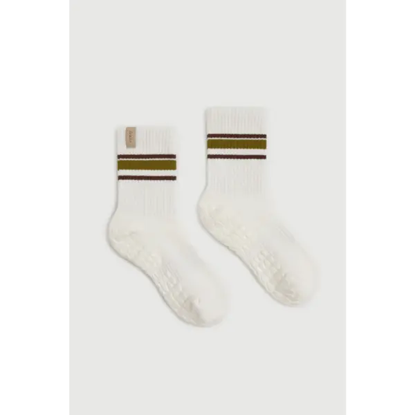 FRAISE Triple Striped Crew Grip Socks - Moss