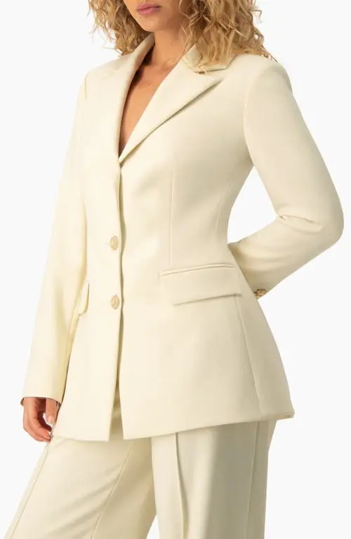 IVONNE Fitted Single-breasted Long-line Blazer With Golden Crest Buttons