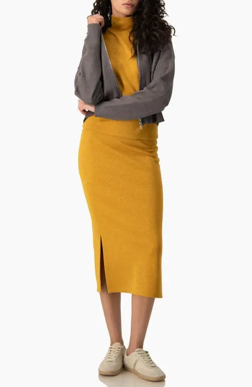 IVONNE Shimmer Knit High-rise Fitted Midi Skirt