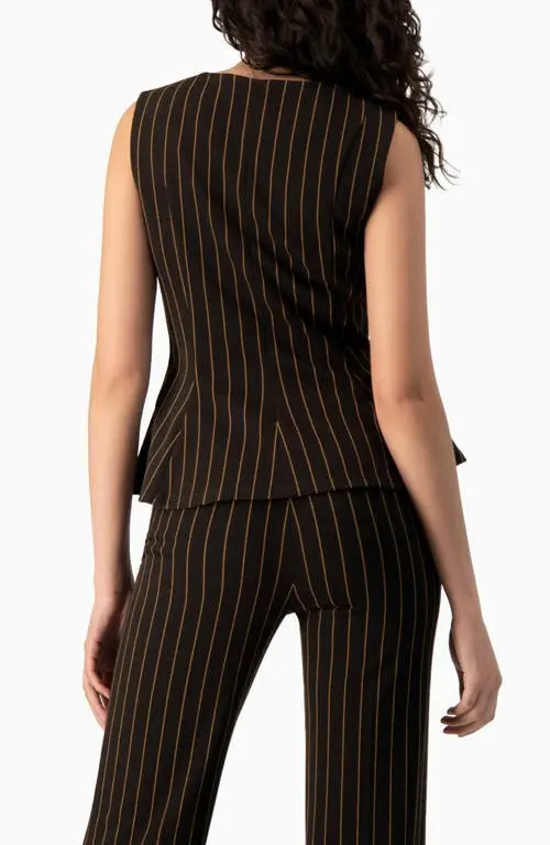 IVONNE Pinstripe Sleeveless Structured Peplum Top