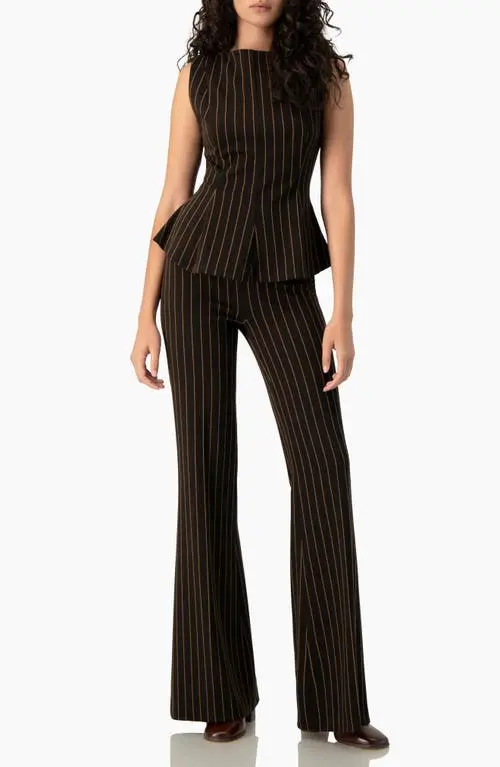 IVONNE Pinstripe Sleeveless Structured Peplum Top