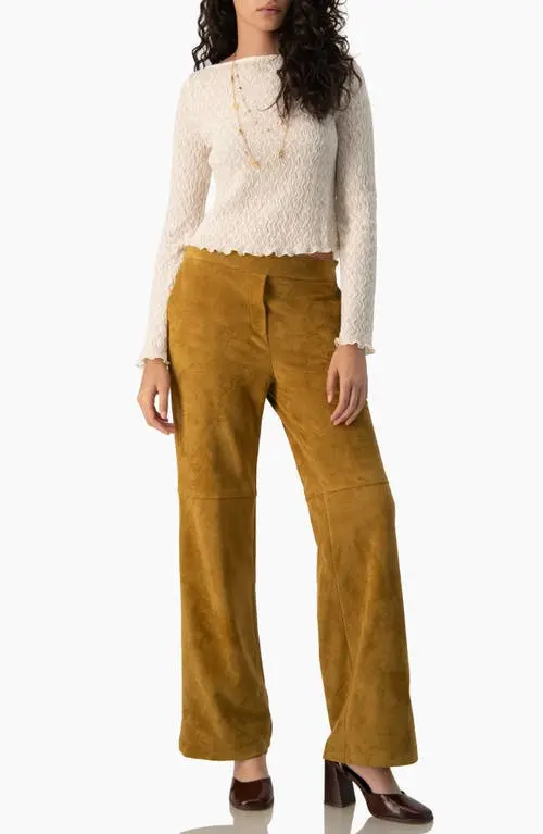 IVONNE Crinkle-knit Bateau-neck Long-sleeve Fitted Top