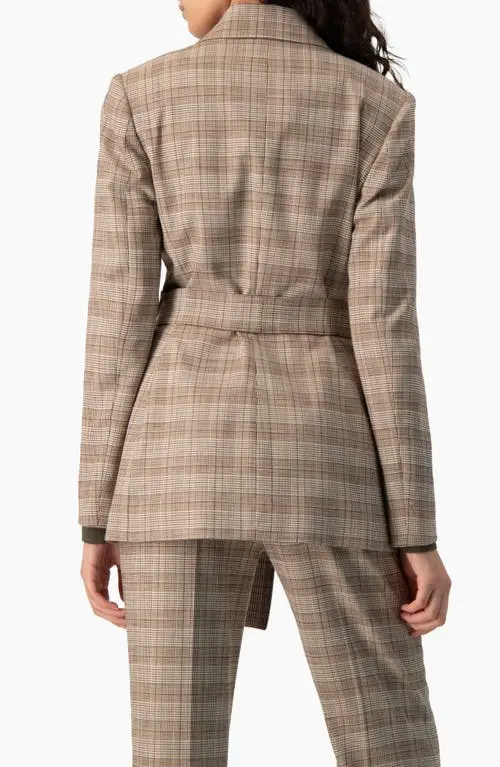 IVONNE Houndstooth Check Single-breasted Fitted Long-line Blazer