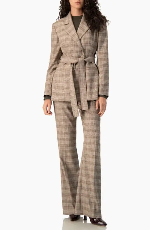 IVONNE Houndstooth Check Single-breasted Fitted Long-line Blazer