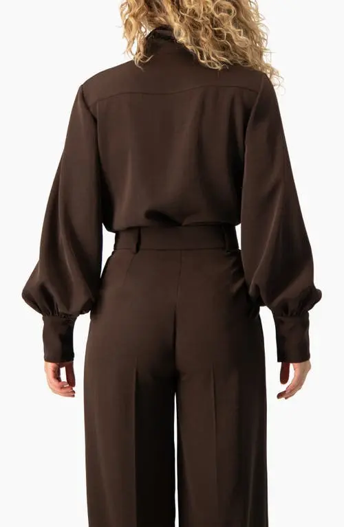 IVONNE Long-sleeve Puff-sleeve Point-collar Button-front Shirt