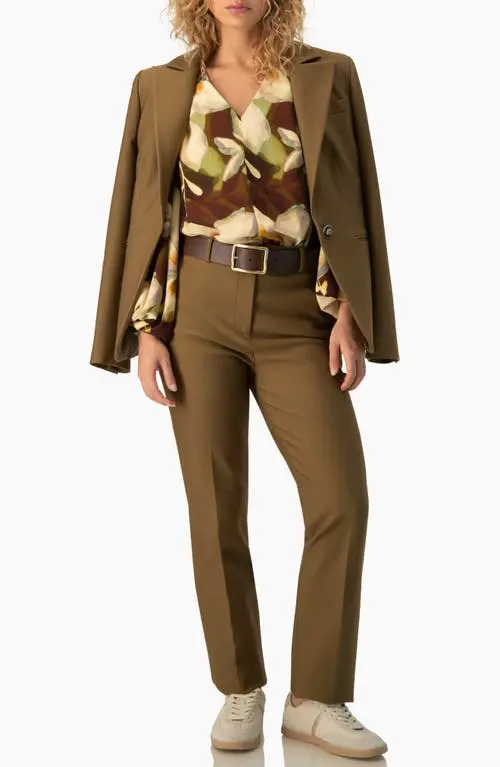 IVONNE Botanical Floral Print Relaxed V-neck Puff-sleeve Blouse