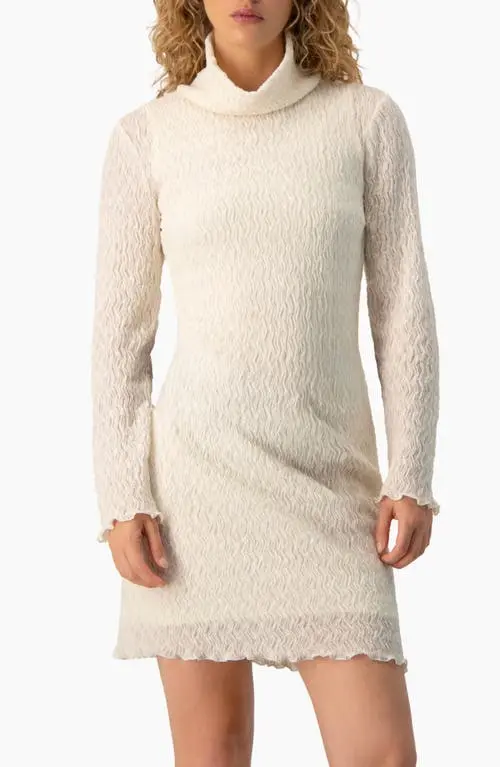 IVONNE Crinkle-knit Turtleneck Long-sleeve Fitted Mini Dress