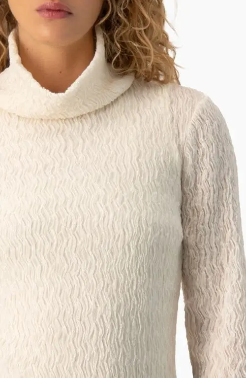 IVONNE Crinkle-knit Turtleneck Long-sleeve Fitted Mini Dress
