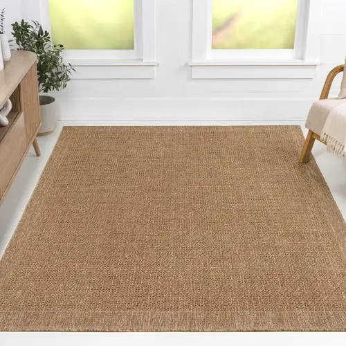 JONATHAN Y Luma Boho Easy Jute Coastal Border Solid Indoor/outdoor Area Rug