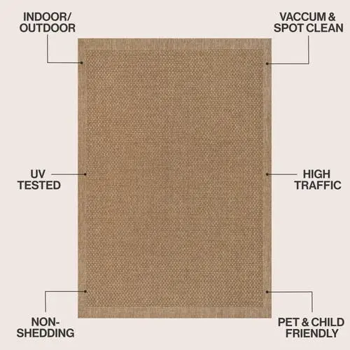 JONATHAN Y Luma Boho Easy Jute Coastal Border Solid Indoor/outdoor Area Rug
