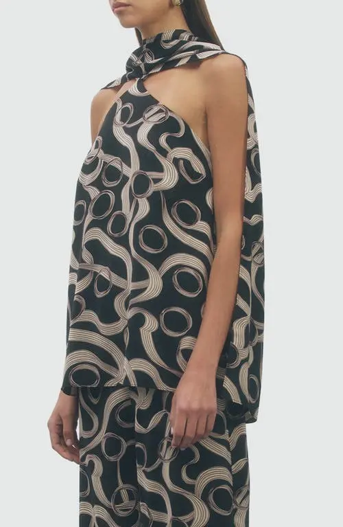 MAUDE CLUB Hendrix Scarf Halter Tunic Top
