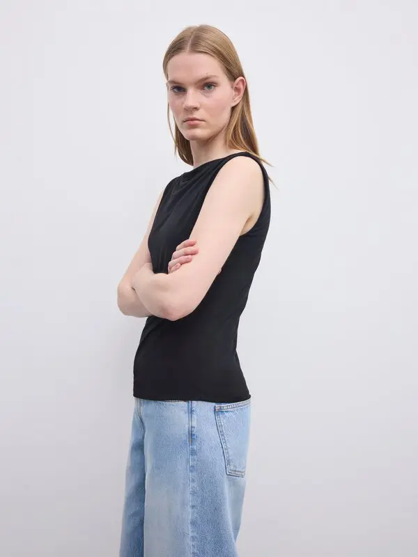 HOUSE OF DAGMAR Square Neck Top - Black