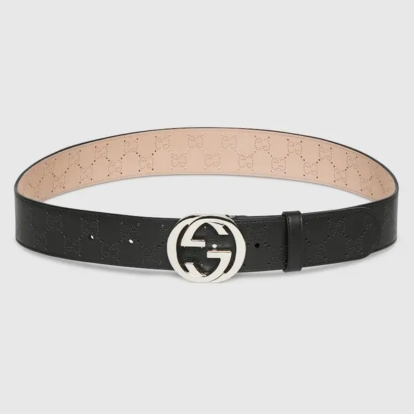 Gucci Belt With Interlocking G Buckle - Black
