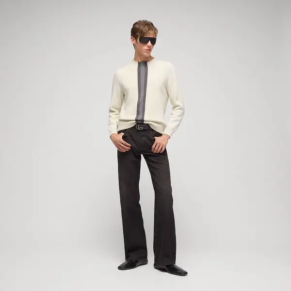 Gucci Knit Wool Sweater With Muted Web