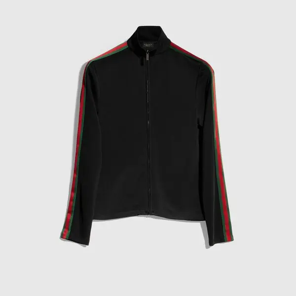 Gucci Viscose Jersey Zip Jacket With Web