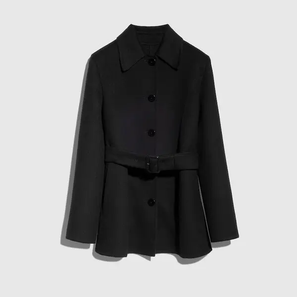 Gucci Wool Silk Coat With Gg Inside