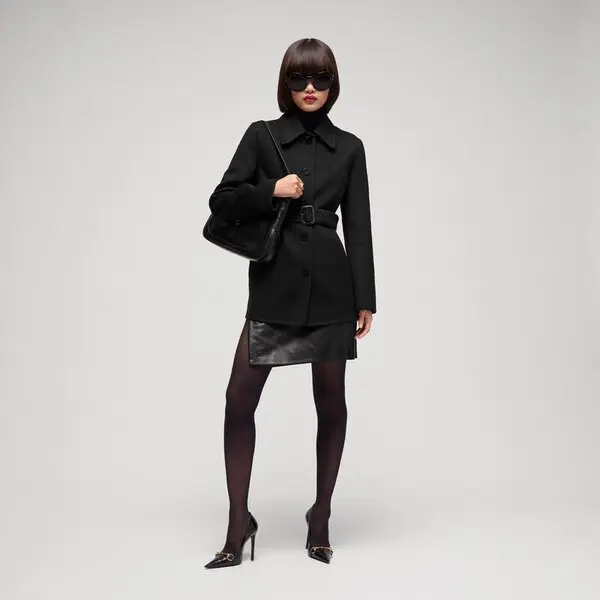 Gucci Wool Silk Coat With Gg Inside