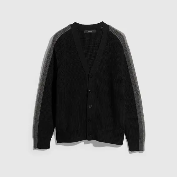 Gucci Rib Wool Cardigan With Muted Web