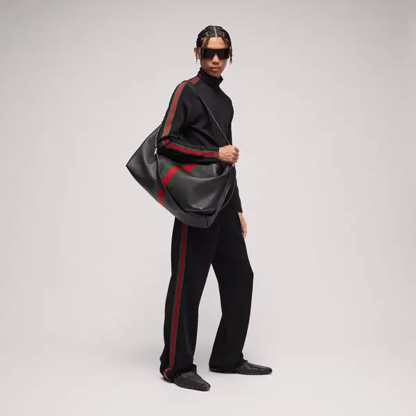 Gucci Web Trademark Large Duffle Bag Leather