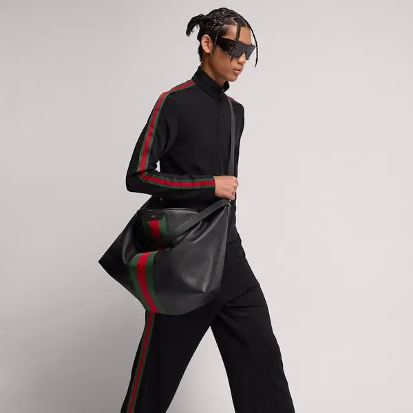 Gucci Web Trademark Large Duffle Bag Leather
