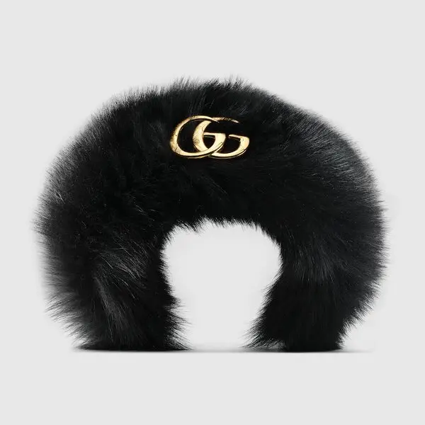 Gucci Fuzzy Hair Band With Double G - Resin
