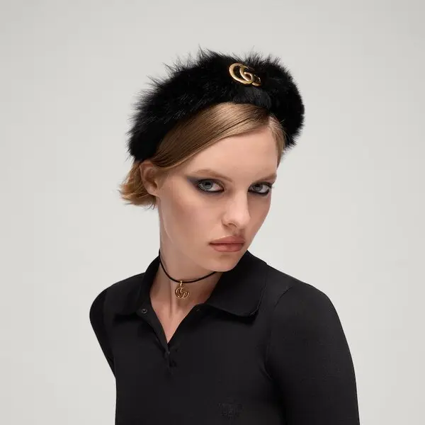 Gucci Fuzzy Hair Band With Double G