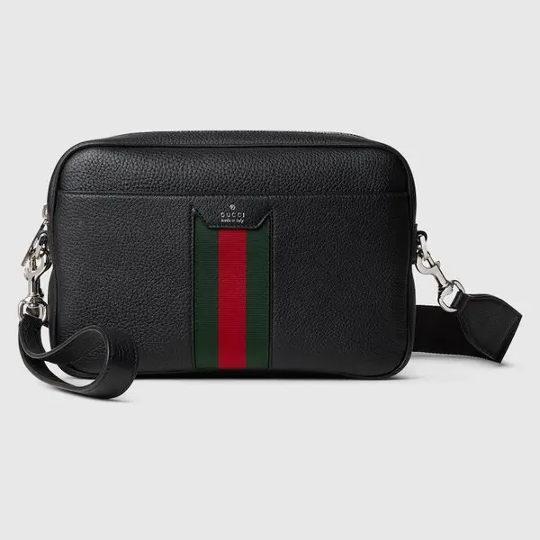 Gucci Web Trademark Small Crossbody Bag Leather - Black