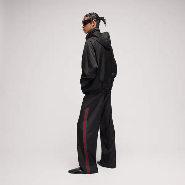 Gucci Nylon Gabardine Zip Jacket With Embroidery