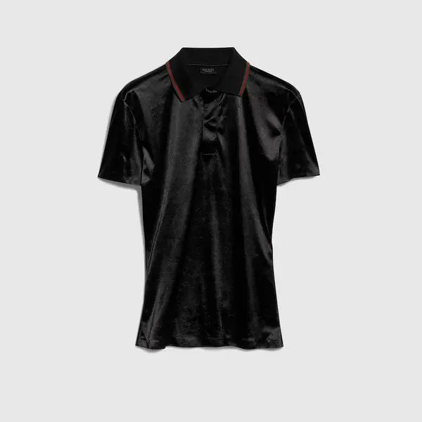 Gucci Stretch Satin Jersey Polo Shirt