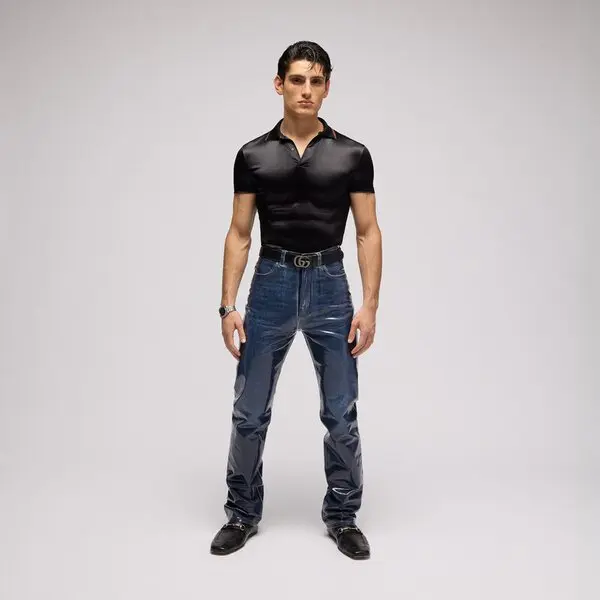 Gucci Stretch Satin Jersey Polo Shirt