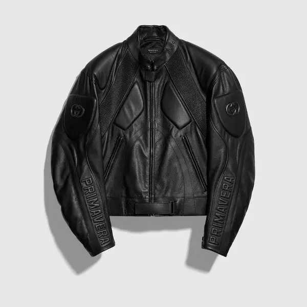 Gucci Soft Grainy Bull Leather Biker Jacket - Black