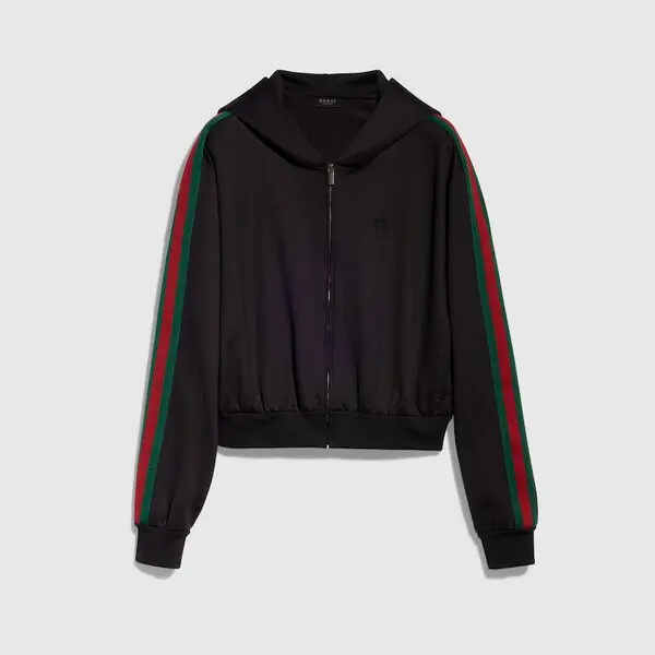 Gucci Cotton Jersey Zip Jacket With Web