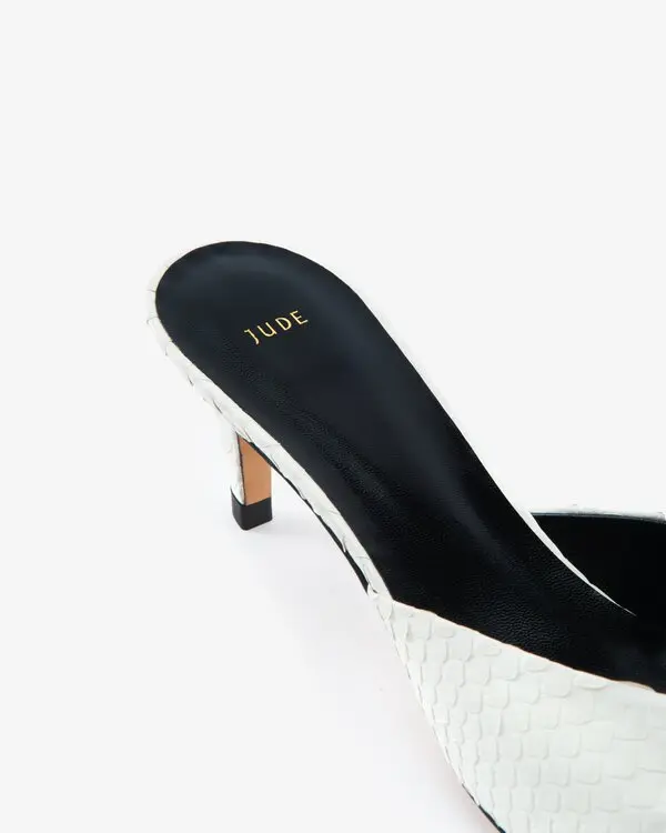 JUDE Cave Mule Python Leather - White