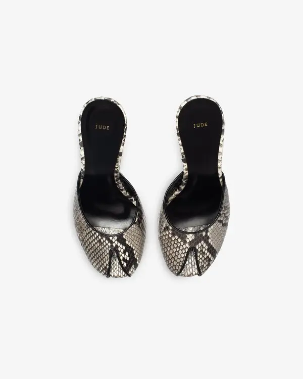 MY STORE Date Mule In Stone Python Leather
