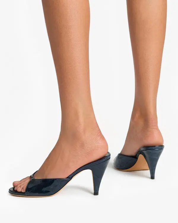 JUDE Haze Sandal Ink Croc Embossed Leather - Blue