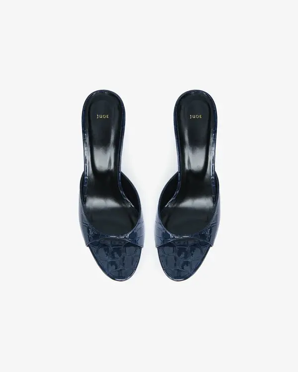 JUDE Haze Sandal Ink Croc Embossed Leather - Blue