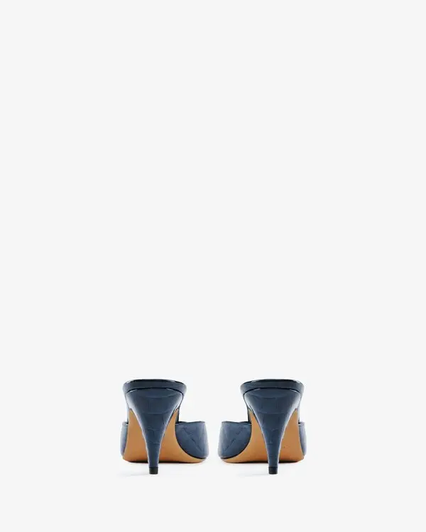 JUDE Haze Sandal Ink Croc Embossed Leather - Blue
