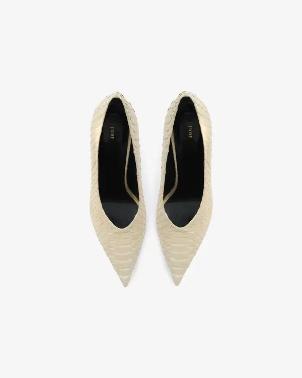 JUDE Kiss Pump Python Leather - Beige